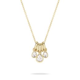 ECHTZEIT Damen Kette mit Anhänger "Schmuck Geschenk Edelstahl Halskette Like Diamonds Tropfen", Edelstahl, L: 45 B: 2mm, gold, Edelstahl, B:2mm,
