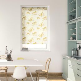 Seitenzugrollo, B:70cm H:150cm, beige, LICHTBLICK ORIGINAL, Polyester, Rollos, "Rollo Klemmfix, ohne Bohren, blickdicht, Moon Birds - Beige"
