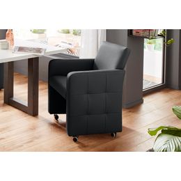Sessel, B:61cm H:88cm T:70cm, schwarz, exxpo - SOFA FASHION, Wohnzimmer, Sessel, "Barista Clubsessel auf Rollen, schmale Armlehnen, aktuelles