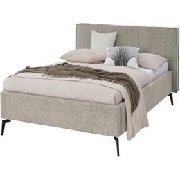 Meise M&ouml;bel Polsterbett MEISE.M&Ouml;BEL, B:165cm L:216cm, beige, Betten, "Riva II", mit schwarzen Metallf&uuml;&szlig;en, wahlweise mit Bettkasten