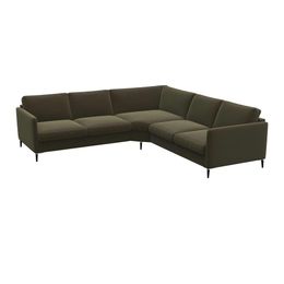 Ecksofa FLEXLUX, B:249cm H:85cm T:92cm, gr&uuml;n, 100% Polyester, Wohnzimmer, Sofas, "Fiore, L-Form, bequem und komfortabel durch hochwertigem