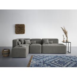 Ecksofa Home Affaire, B:303cm H:76,5cm T:93cm, grau, 100% Polyester, Wohnzimmer, Sofas, "Sundstrup L-Form", Modulserie, individuelle Zusammenstellung