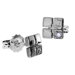 OSTSEE-SCHMUCK Damen Paar Ohrstecker "OSTSEE-SCHMUCK Ohrstecker Elli Ohrstecker Elli", 6 x 6mm, Silber 925 (Sterlingsilber), wei&szlig;, Silber 925