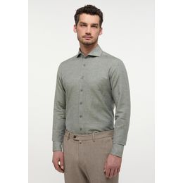 Eterna Herren Langarmhemd "SLIM FIT"olive, Gr. 40, Twill, 59% cotton, 41% Leinen, Hemden, EASY IRON (bügelleicht)