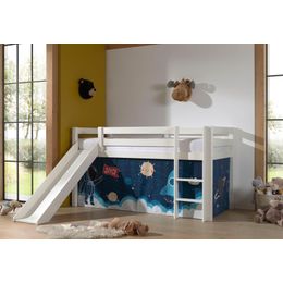 Spielbett Vipack, B:218cm H:114cm L:210cm, wei&szlig;, Kinderzimmer, Betten, "Pino, Kiefer massiv, mit Rolllattenrost u. Textil-Set, Made in Europe",