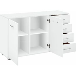 Kombikommode Priess, B:123cm H:71cm T:38cm, wei&szlig;, Holzwerkstoff, Schlafzimmer, Sideboards, "Barcelona"