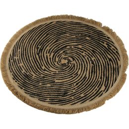 Platzset AM Design, H:0,15mm &Oslash;:38cm, schwarz, Obermaterial: 100% Jute, Platzsets, "Tischset mit Fransen", aus Jute, &Oslash; 38 cm