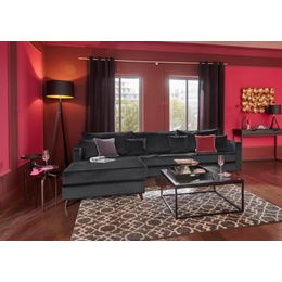 Ecksofa Home Affaire, B:294cm H:90cm T:184cm, schwarz, Samtvelours 100% Polyester;Luxus-Microfaser ALTARA NUBUCK (100% Polyester), Wohnzimmer, Sofas,
