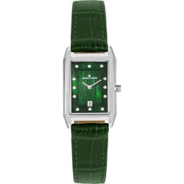 Jacques Lemans Damen Quarzuhr "Torino", gr&uuml;n, Armbanduhren, Armbanduhr, Damenuhr, Lederarmband, Perlmutt, Tag, Glaskristalle