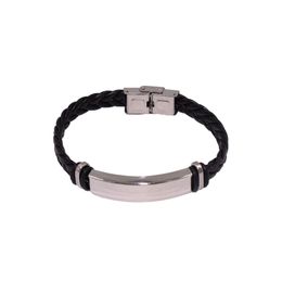 Firetti Herren Lederarmband "Schmuck Geschenk Armschmuck ID-Armband- Optik", 20cm, Edelstahl Kautschuk Leder, schwarz, Edelstahl, Kautschuk, Leder,