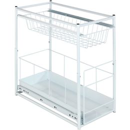 Wenko Auszugsboden "Modell Wanja", B/H/T: 23cm x 45cm x 45cm, wei&szlig;, Schubladen, f&uuml;r mehr Stauraum, 2 F&auml;cher, einfacher Einbau in K&uuml;chenschr&auml;nke