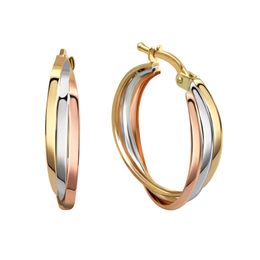 Diamonds by Ellen K. Damen Paar Creolen "Gold 333 dreifarbig 20mm Durchmesser", one-size, Gold, bunt, FASCINATION BY ELLEN K., Gold, Ohrringe