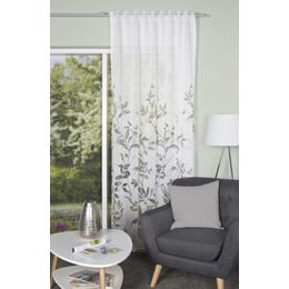 Vorhang Home Wohnideen, B:140cm H:245cm, grau, Ausbrenner, Polyester, Viskose, Wohnzimmer, Gardinen, "PAULAS", Kombibandschal PAULAS bedruckt