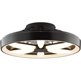 Hanseatic LED Deckenleuchte "DLV2205", 1, Ø 48cm H: 16cm, 1 Stk., schwarz, Wohnzimmer, Leuchten, LED Ventilator, Ø 48 cm, 6400 lm, dimmbar,
