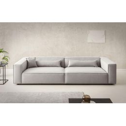 3-Sitzer, B:316cm H:66cm T:136cm, grau, LeGer Home by Lena Gercke, 100% Polyester, Sofas, "PIARA XXL, Sofa mit Kedernaht in Cord, Leinenoptik o.