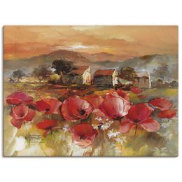 Wandbild Artland, B:120cm H:90cm, rot, Leinwand, Wohnzimmer, Bilder, "Toskana Romantic II", als Leinwandbild, Poster, Wandaufkleber in verschied.