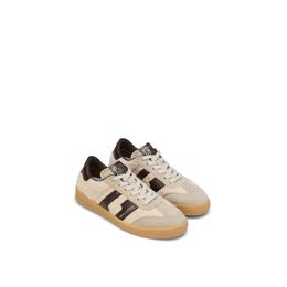 Marc O'Polo MARC O'POLO Damen Sneaker "COURT", Gr. 42helltaupe, dunkelbraun, Glattleder, Textil, Veloursleder, kontrastfarbene Details, Schuhe, Retro-Sneaker,
