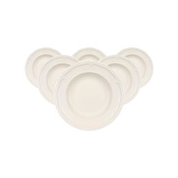 Villeroy & Boch VILLEROY & BOCH Suppenteller "Suppenteller Manoir ø 22,8 cm 6er Set weiß", weiß, Speiseteller