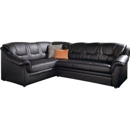 Ecksofa DOMO collection, B:234cm H:84cm T:185cm, schwarz, Wohnzimmer, Sofas, "Montana, zeitlose Rückensteppung, bequeme Armlehnen, L-Form", wahlweise