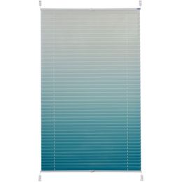 Plissee K-home, B:120cm H:130cmpetrol, wei&szlig;, Obermaterial: 100% Polyester, Badezimmer, Plissees, "Farbverlauf Sunrise"