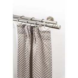 Gardinenstange Garesa, L:460cm &Oslash;:20mm, gold, Aluminium, Gardinenstangen, "EASY", Vorhanggarnitur, verl&auml;ngerbar, Endknopf m. Rillen, Alu, m. Ringe