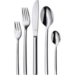 WMF Besteck-Set "Miami in eleganter Optik, ergonomische Haptik, Wellenschliff-Messer", 60 Stk., silber, Essbesteck-Sets, spülmaschinengeeignet,
