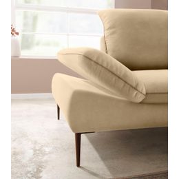 Ecksofa W.Schillig, B:294cm H:87cm T:185cm, beige, Chenille-Flachgewebe R66 (85% Polyester, 15% Nylon);Longlife Xtra-Leder Z59: Glattleder mit