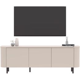 Lowboard Inosign "Lido, 181 cm breit, 3 Türen, TV-Schrank, TV-Kommode, Medienboard", cashmere, B:181cm H:61cm T:43cm, FSC-zertifizierter Holzwerkstoff, Sideboards, Lowboard, Formgebogenes MDF, Stirnseiten mit Rundung, Push-to-open, Metallfüße