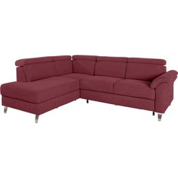 Sit & More Ecksofa SIT & MORE, B:245cm H:84cm T:194cm, lila, Wohnzimmer, Sofas, "Arngast L-Form", inklusive Kopfteilverstellung und Federkern