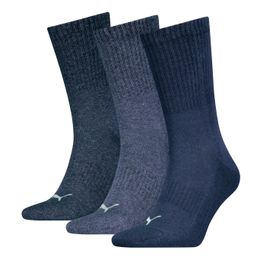 Puma Herren Socken "Puma UNISEX CUSHIONED NEXT CREW 3P", Gr. 43, blau, Baumwollmischung, Socken, mit Zonenpolsterung f&uuml;r zus&auml;tzlichen Komfort