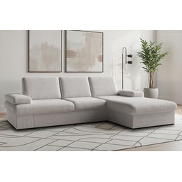 Sit & More Ecksofa SIT & MORE, B:247cm H:82cm T:171cm, grau, 100% Polyester, Wohnzimmer, Sofas, "Moreno L-Form, B: 247 cm", mit Armteilverstellung, optional