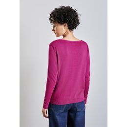 Street One Damen Strickpullover, pink, Gr. 46, unifarben, Stoff, 60% Viskose, 40% Baumwolle, Pullover, mit U-Boot-Ausschnitt