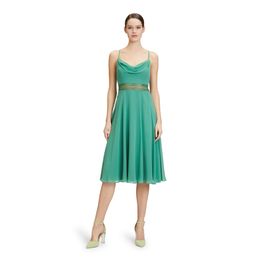 Vera Mont Damen Cocktailkleid "Damen Cocktailkleid mit Wasserfallausschnitt", grün, festlich, Gr. 38, Chiffon, Obermaterial: 100% Polyester