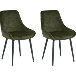 Polsterstuhl Sit, B:48cm H:84cm T:57cm, gr&uuml;n, Metall, Polyester, Esszimmer, St&uuml;hle, glamour&ouml;ser Bezug in Samtoptik