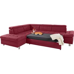 Sit & More Ecksofa SIT & MORE, B:275cm H:89cm T:217cm, rot, Kunstleder SOFTLUX;Luxus-Microfaser ALTARA NUBUCK (100% Polyester);Struktur (100% Polyester),