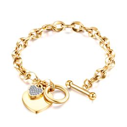 Damen Armband "Strassherz", gold, Collezione Alessandro, Metall, Armbänder