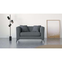 Loveseat Home Affaire, B:130cm H:74cm T:86cm, grau, 100% Polyester, Sessel, "MATTHEW Loungesessel, Maße B/T/H: 130/86/74 cm", incl. Zierkissen, feine