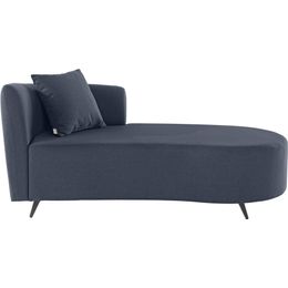 Recamiere Home Affaire, B:182cm H:82cm T:90cm, blau, 100% Polyester, Sofas, "Hulby", wahlweise mit und ohne Hocker und Armlehne links oder rechts