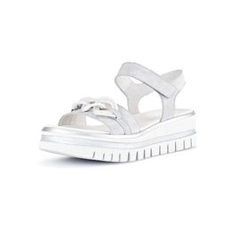Gabor Damen Keilsandalette "Gabor Sandalen Veloursleder", Gr. 37,5, grau, Veloursleder, Schuhe