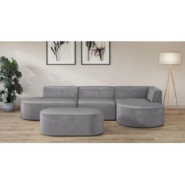 Ecksofa OTTO HOME, B:343cm H:72cm T:159cm, grau, 100% Polyester, Wohnzimmer, Sofas, "EIVIND Designer Sofa mit Ottomane rechts/links, B/T/H: