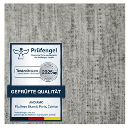 ANDIAMO Teppichfliese "Paris Nadelfilz", B : 40cm 1 Stk., 4mm, 4 qm qm, L: 40cm, grau, Teppiche, 40x40 cm, selbstklebend, robust & strapazierf&auml;hig,