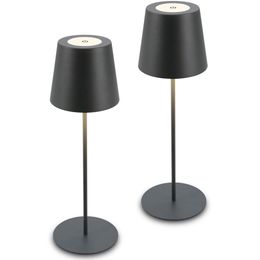 Tischleuchte "2er Set LED Tischlampe kabellos, anthrazit", grau, Briloner Leuchten, Wohnzimmer, Leuchten, 2er Set LED Tischlampe kabellos 36x10,5 cm