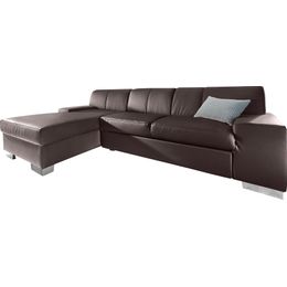 Ecksofa DOMO collection, B:248cm H:74cm T:150cm, braun, Softlux-Kunstleder;Primabelle-Microfaser;Struktur (90% Polyester und 10% Polyacryl),