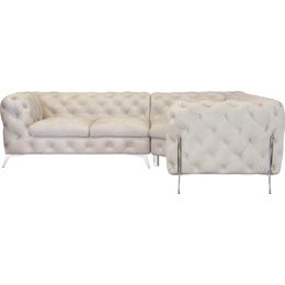 Chesterfield-Sofa Home Affaire, B:264cm H:75cm T:204cm, beige, Struktur (100% Polyester);Samtoptik (100% Polyester), Sofas, "Amaury L-Form", moderne