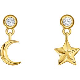 Thomas Sabo Damen Paar Ohrstecker "Mond & Stern", Silber 925 (Sterlingsilber), gold, Silber 925 (Sterlingsilber), Ohrringe, mit Zirkonia (synth.)