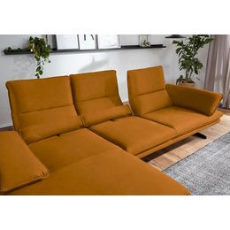 Ecksofa W.Schillig, B:291cm H:94cm T:164cm, gelb, Stoff S37 (100% Polyester): Luxus-Microfaser in Lederoptik, Wohnzimmer, Sofas, "broadway,