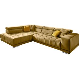 Ecksofa DIE PLANBAR, B:323cm H:73cm T:222cm, gelb, Wohnzimmer, Sofas, "MP-IN15053 L-Form breiter Schenkel", wahlweise mit Kopfteilverstellung und