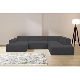 Wohnlandschaft WERK2, B:330cm H:70cm T:263cm, grau, 90% Polyester, 10% Nylon, Sofas, "Zeus viel Platz, Breite 330cm, modern und zeitlos, U-Form",