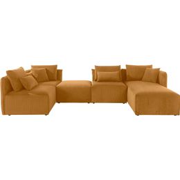 Wohnlandschaft OTTO HOME, B:340cm H:86cm T:172cm, gelb, 92% Polyester, 8% Polyamid, Sofas, "Nöre U-Form", 5 Teile, in vielen Bezugsqualitäten und