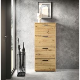 HBZ-MEBLE Schuhkipper HBZ, B:59cm H:136cm T:17cm, braun, Holzwerkstoff, Sideboards, "Sam Schuhkipper, Schuhschrank BxHxT 59x136x17 cm", mit 4 Klappen